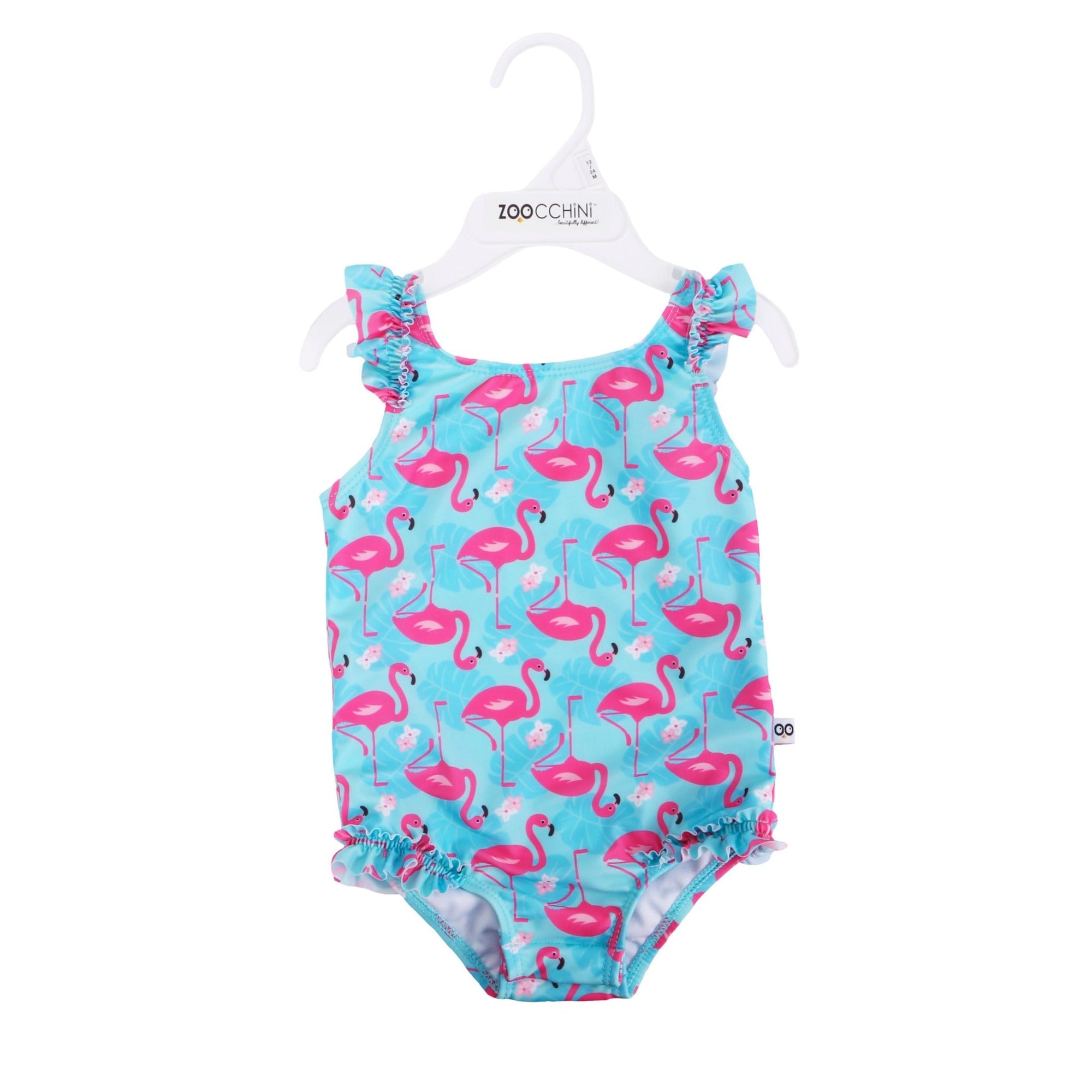 Baby Ruffled One Piece Swimsuit - Flamingo - ZOOCCHINI