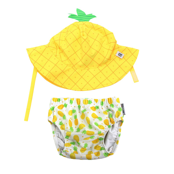 ZOOCCHINI UPF50+ Baby/Toddler Swim Diaper & Sun Hat Set - Pineapple