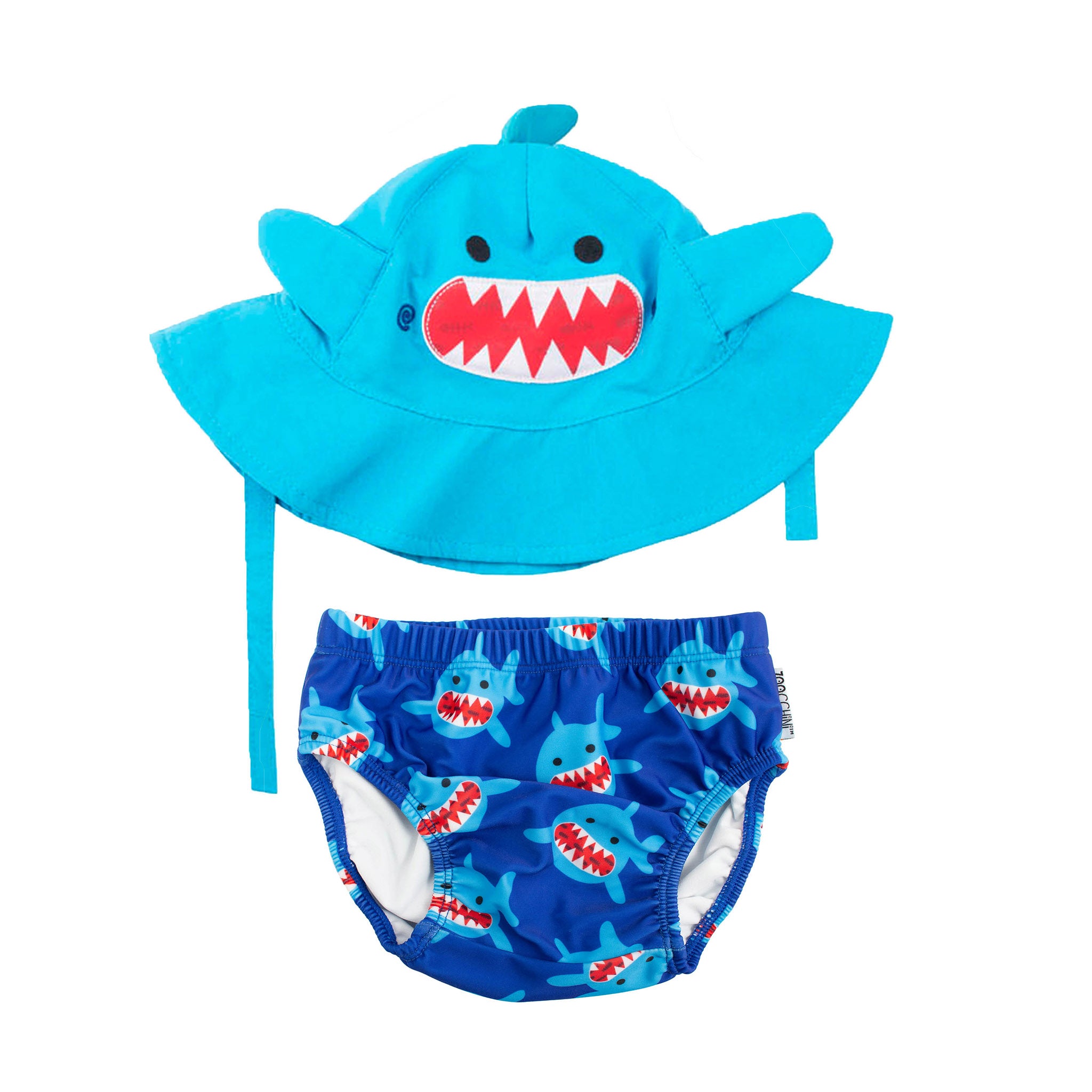 ZOOCCHINI UPF50+ Baby/Toddler Swim Diaper & Sun Hat Set - Sherman the Shark