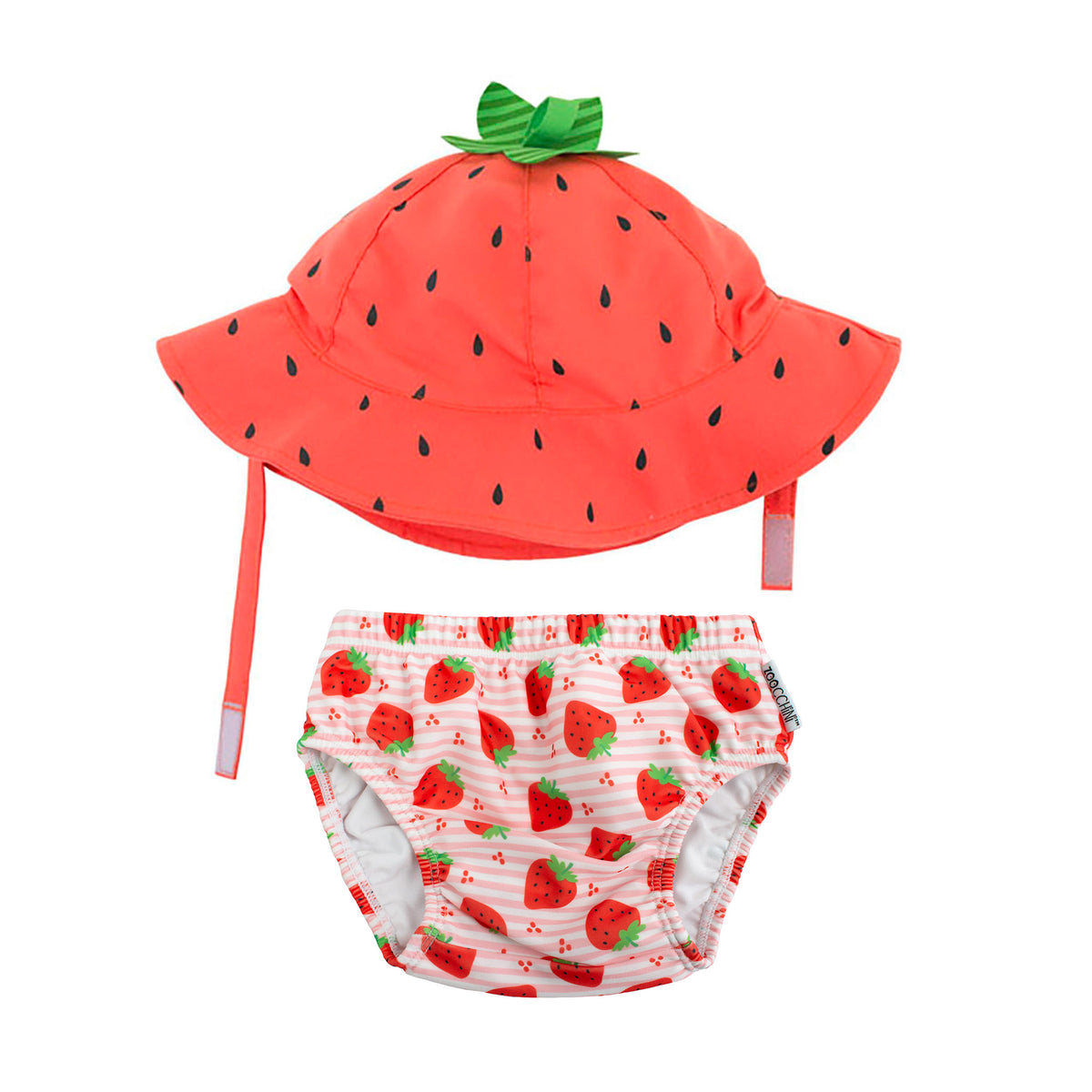 ZOOCCHINI UPF50+ Baby/Toddler Swim Diaper & Sun Hat Set - Strawberry